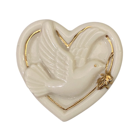 Lenox | Jewelry | Vintage Lenox White Porcelain Heart Dove Brooch With ...